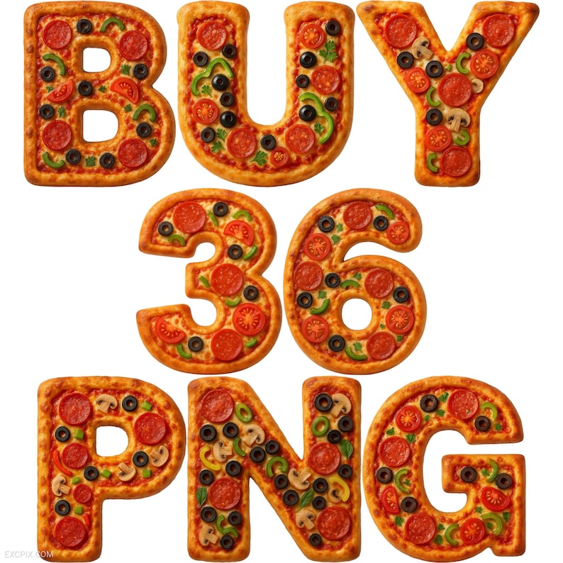 Pizza Alphabet Clipart | Cheesy Font PNG Bundle (digital Download) - Etsy