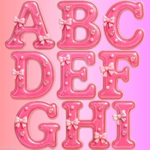 Pink Barbie Font Alphabet PNG, A–Z Letters and 0–9 Numbers, Glam Pink ...