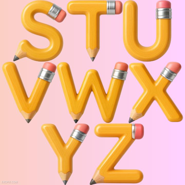 Pencil Alphabet Clipart PNG Set, Back to School Letters Numbers ...