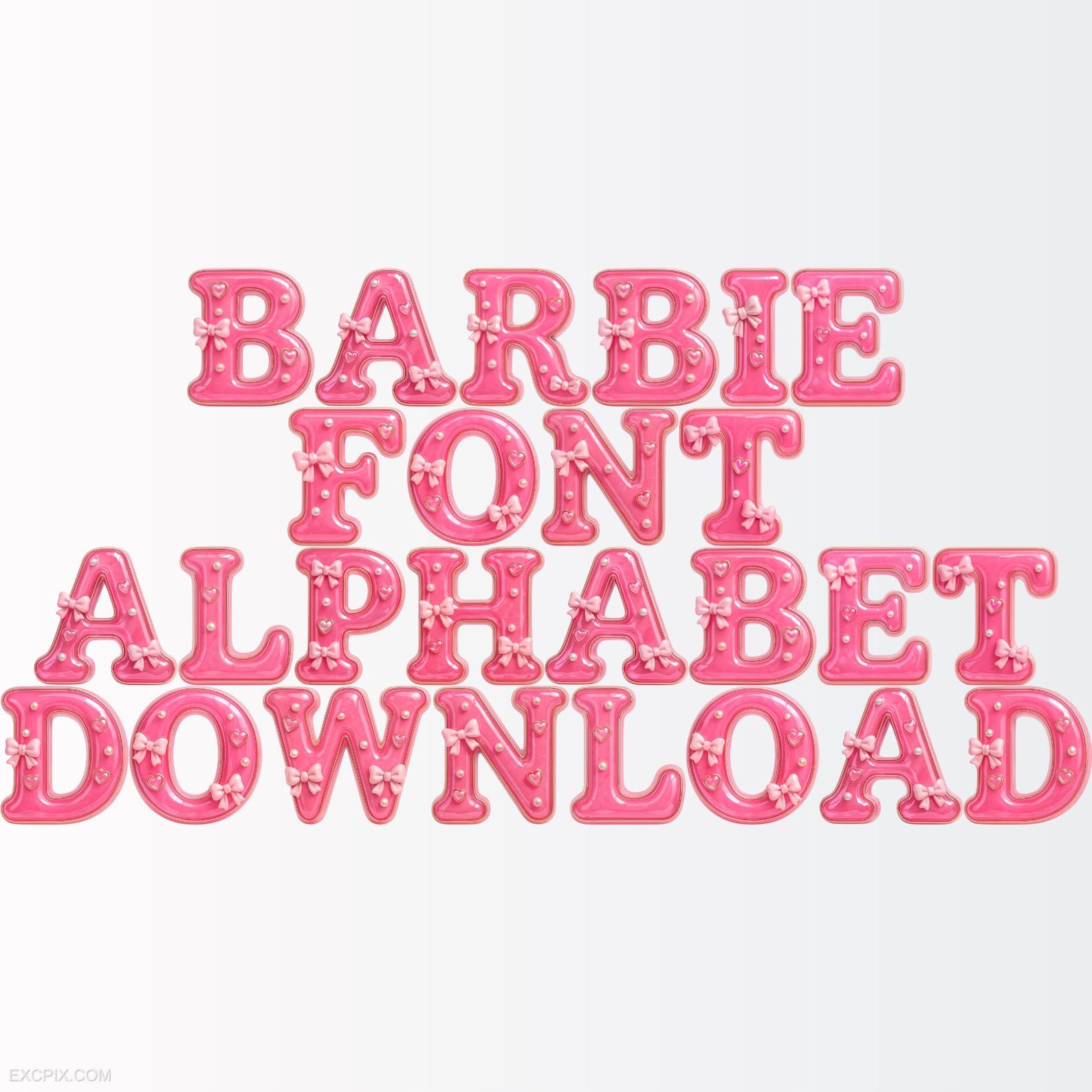 Pink Barbie Font Alphabet PNG, A–Z Letters and 0–9 Numbers, Glam Pink ...