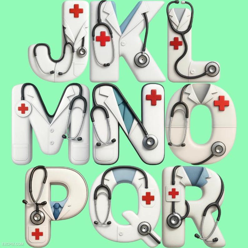 Doctor Alphabet Clipart Bundle, Medical Letters, Numbers (PNG Set) - Etsy