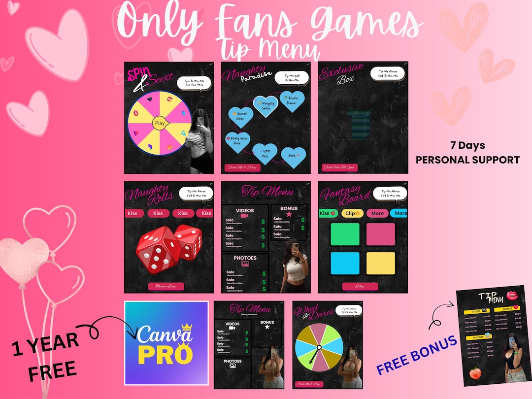 Onlyfans Games & Tip Menu | Editable Canva Templates Bundle | Fansly ...
