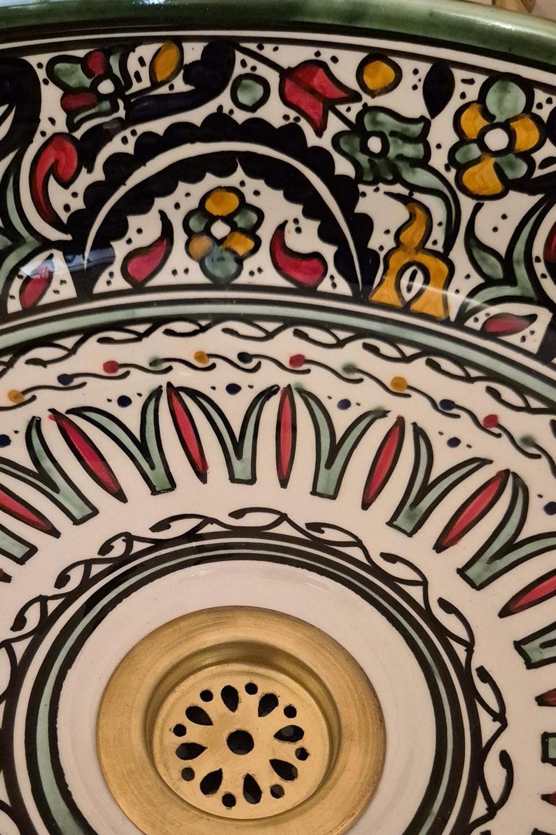 Moroccan Hand-painted Basin – Colorful Ceramic Bathroom Sink | Bohemian ...