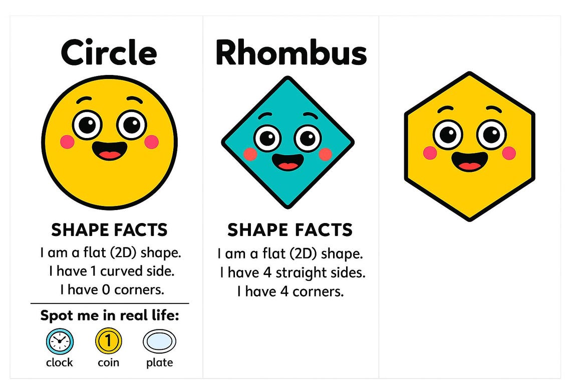 2D Shape Faces – Printable Poster Set (12 Cute Shapes) - Etsy