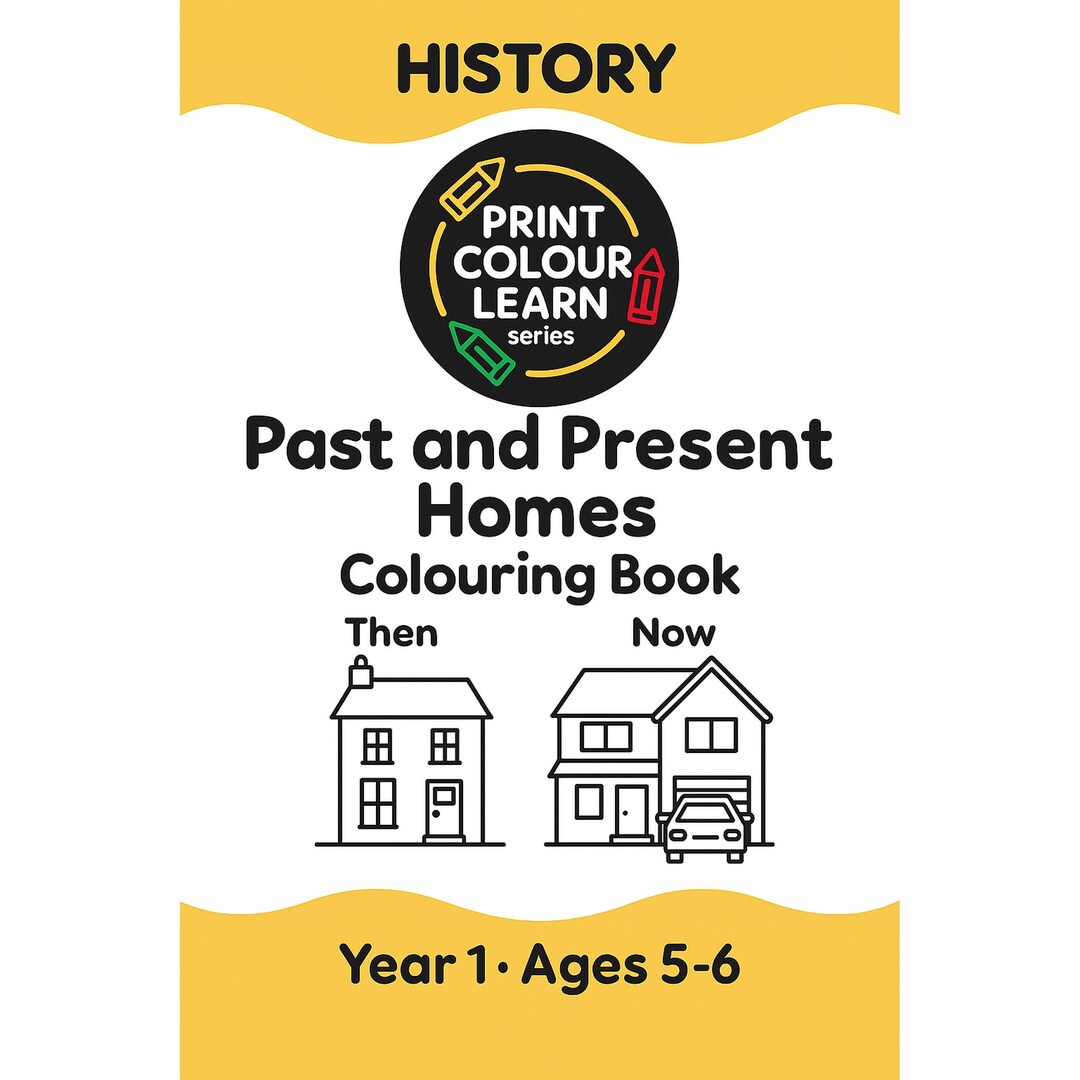 Past and Present Homes Colouring Book | History | Printable Teaching ...