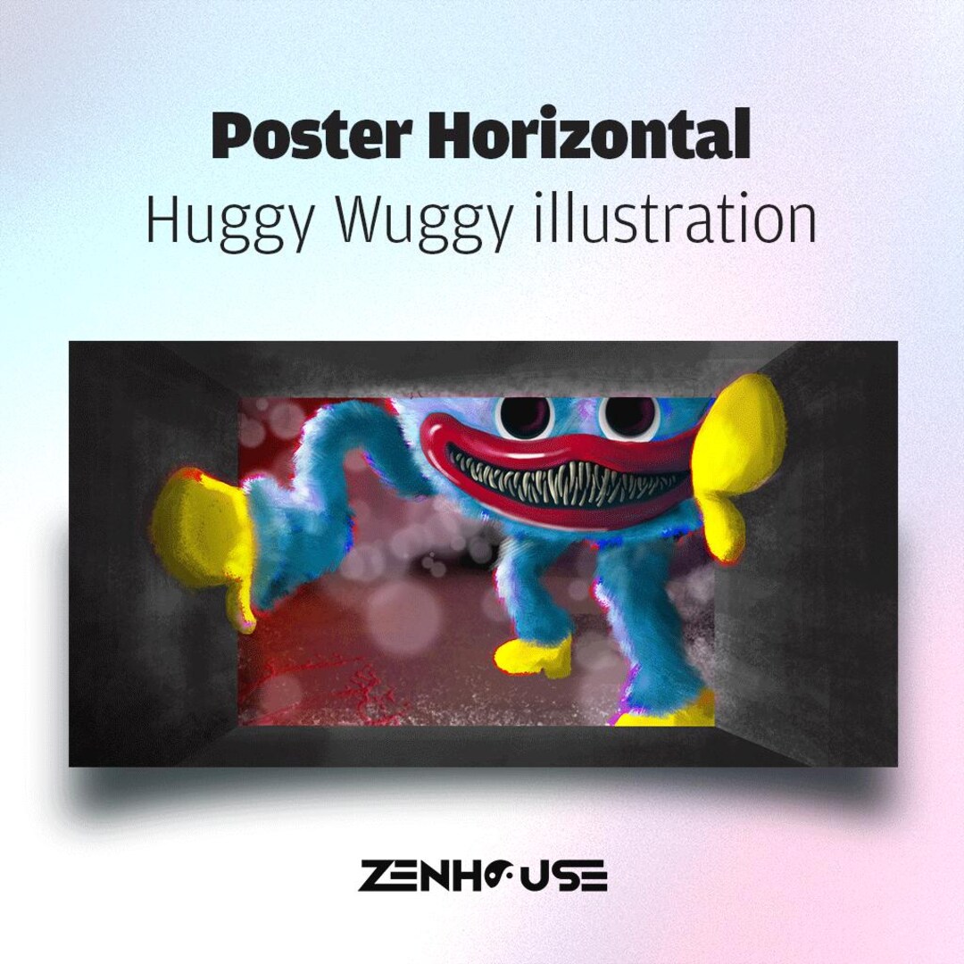 Huggy Wuggy Poster – Digital Illustration / PSD + Printable Wall Art ...