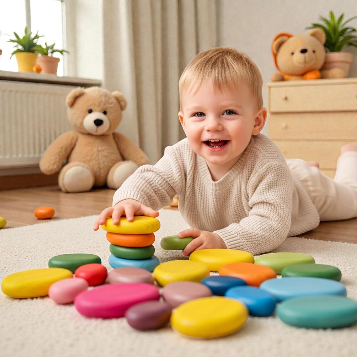 Extra-large Wooden Stacking Rocks – Montessori Balancing Toy, STEM ...