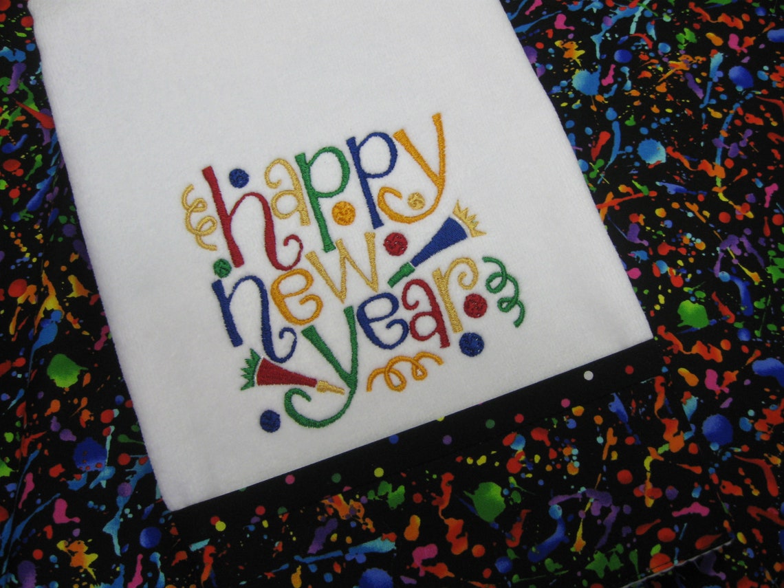 Handmade Embroidered happy New Year Hand Towel - Etsy