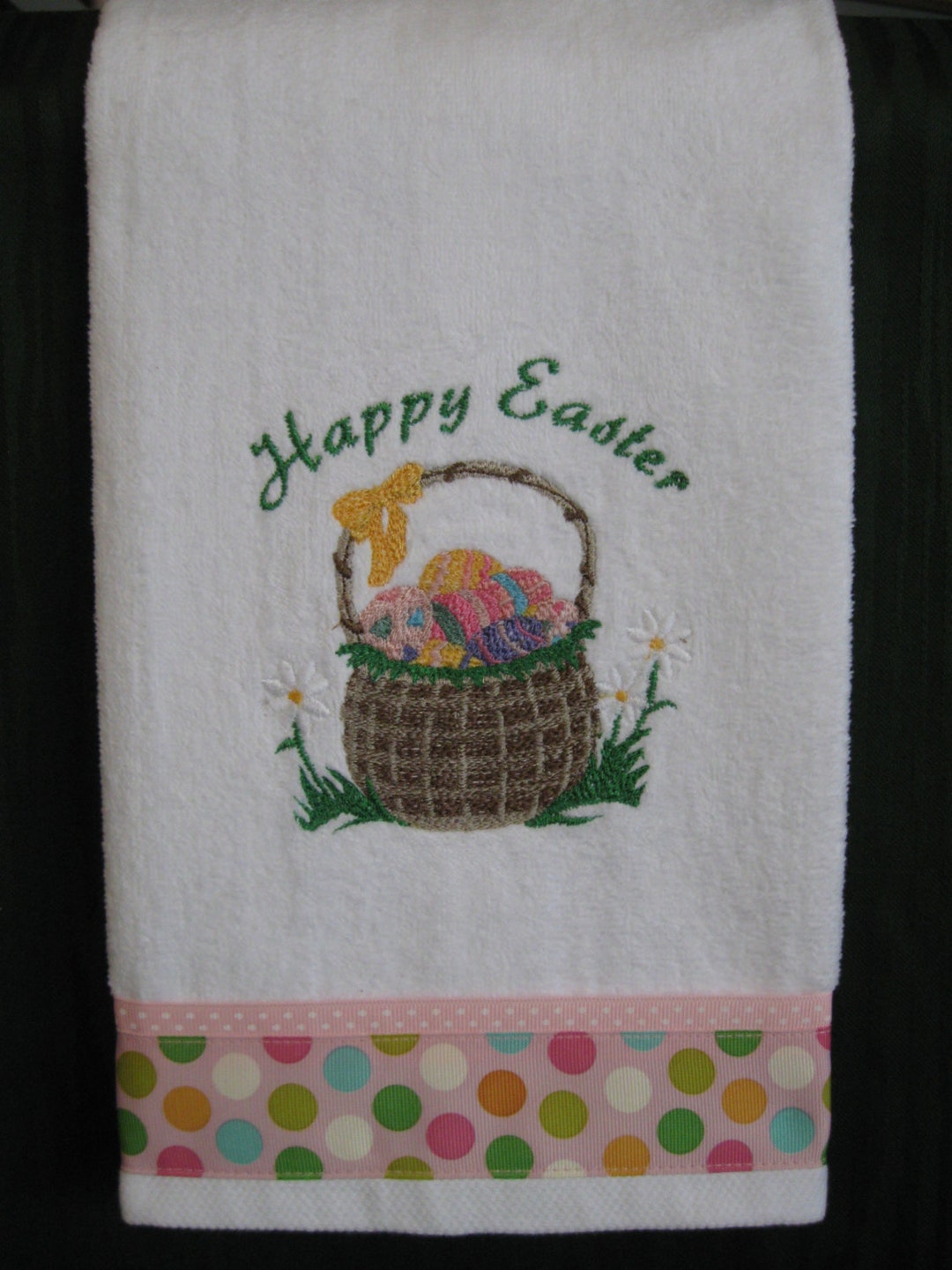 Embroidered "happy Easter" Towel - Etsy