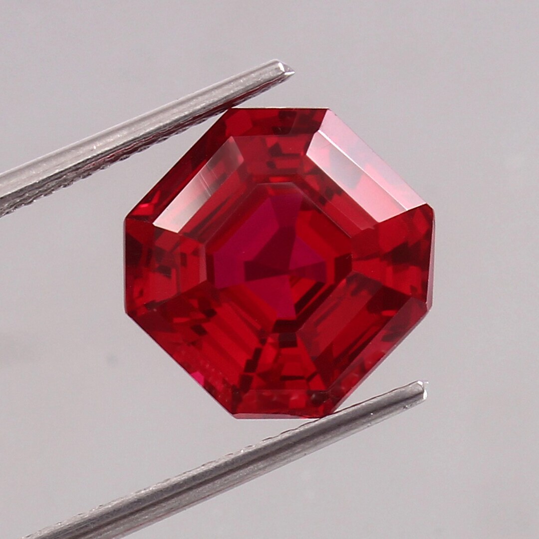 Deep Red Ruby Gemstone – 11x11mm Ascher Cut, AAA Quality - Etsy