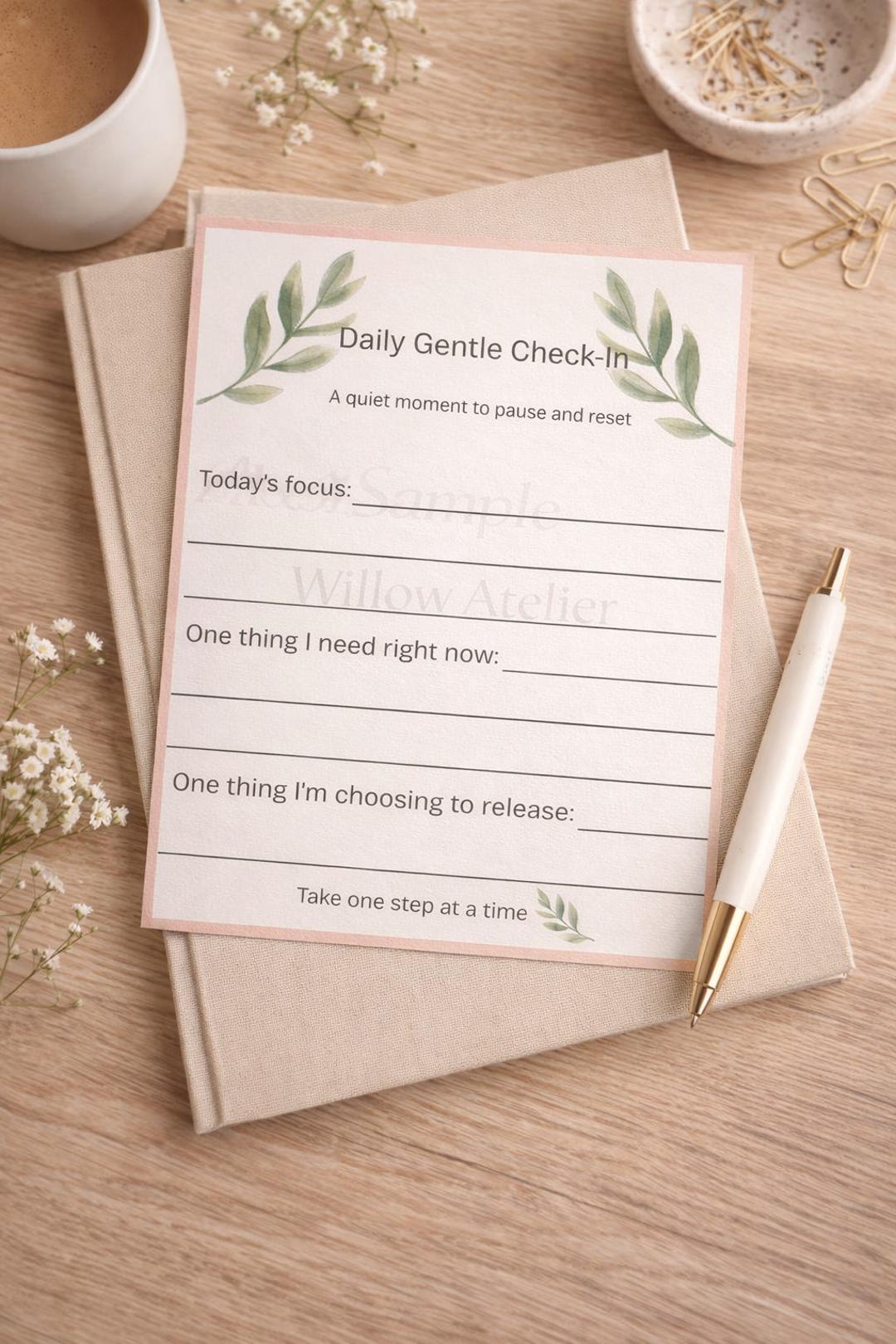 Daily Gentle Check- in Printable| Calm Mind| Journal Page| Mental Reset ...