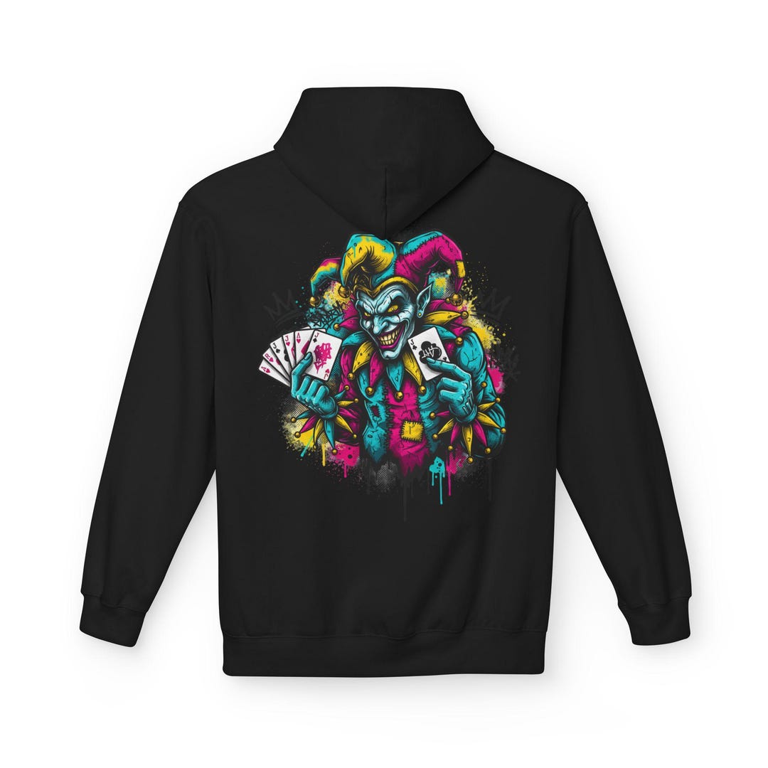 Graffiti Jester Hoodie | Colorful Joker Playing Cards Street Art ...