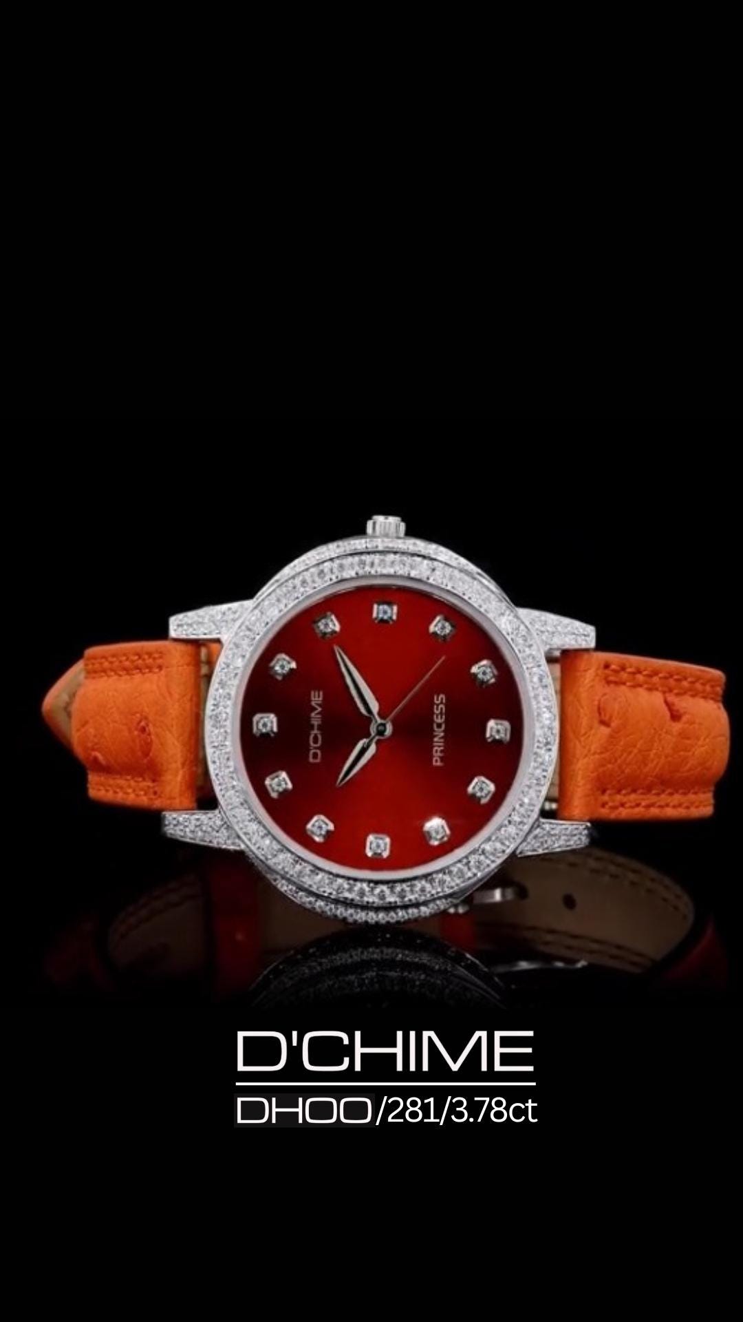 Luxury D'chime Princess Watch, Orange Dial, VVS Moissanite Diamonds ...