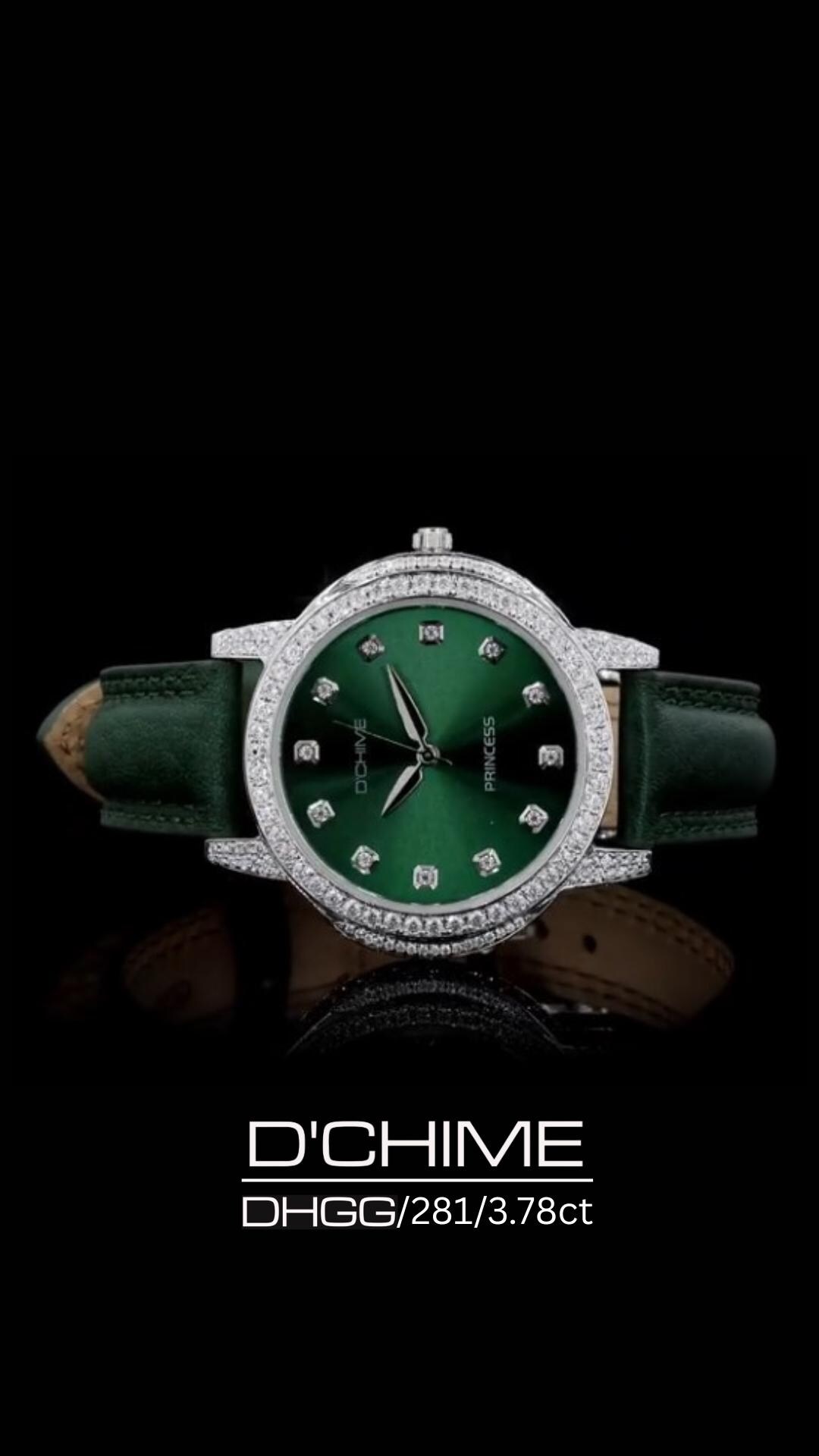 D'CHIME Princess Watch – Green Dial, Moissanite, Italian Leather - Etsy