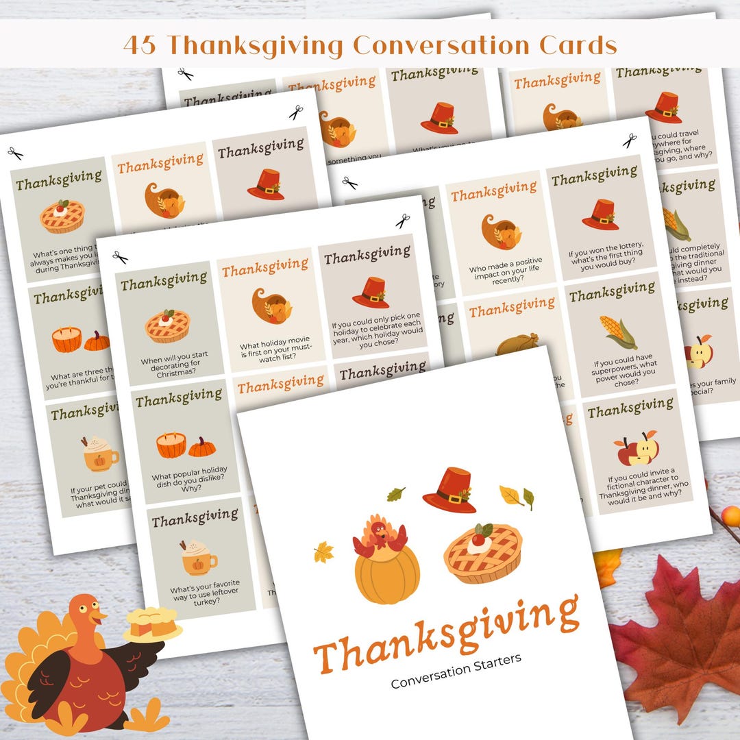 Thanksgiving Conversation Starter Cards – Printable Family Game (PDF ...