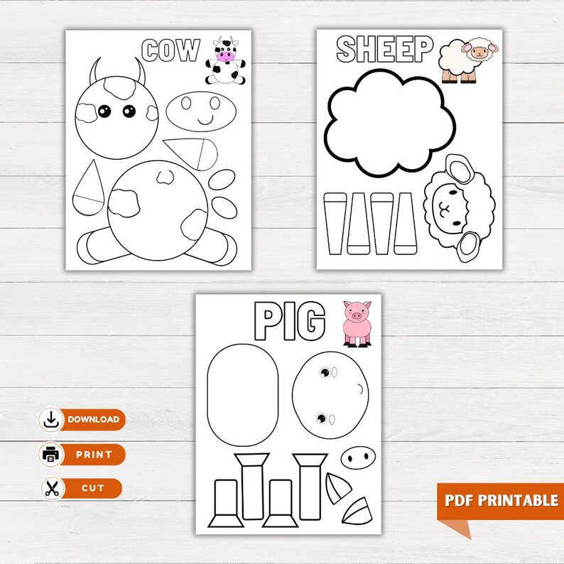 Animal Cut and Paste Crafts: 15 DIY Printable Activities (PDF Download ...