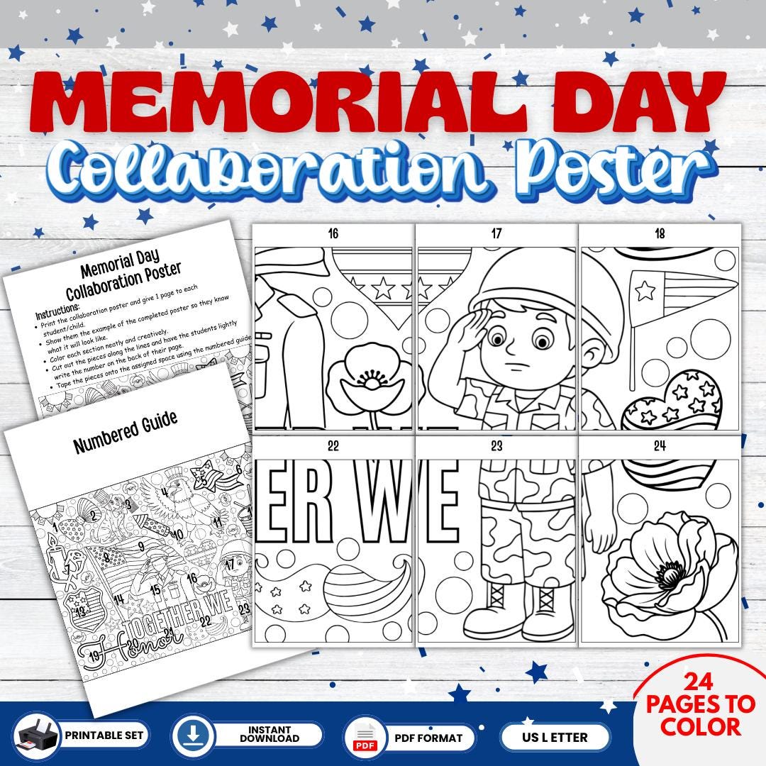 Memorial Day Collaborative Poster – Patriotic Kids Craft Activity ...