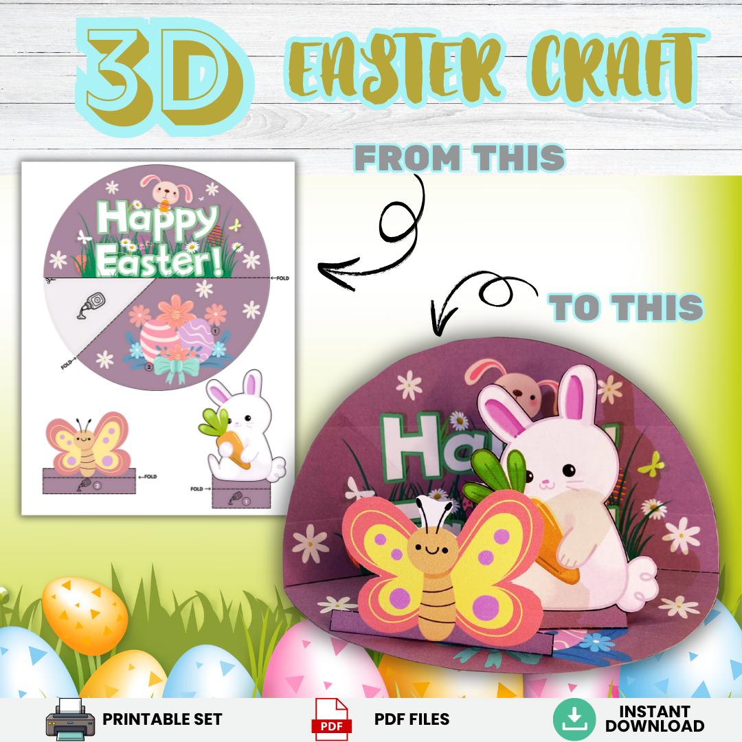 3D Easter Craft Printable for Kids | Cut and Glue Activity | DIY Easter ...