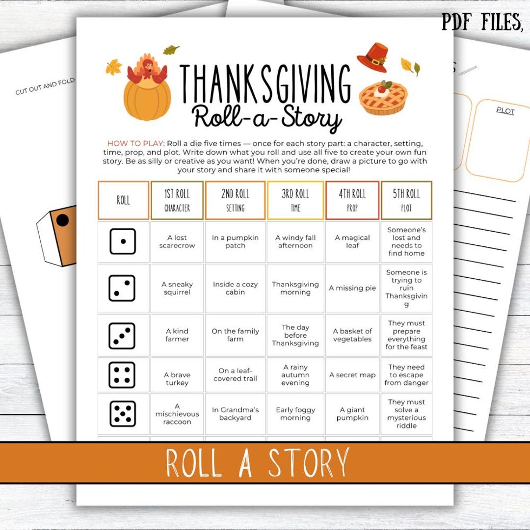 Thanksgiving Roll-a-story – Creative Writing Game for Kids - Etsy