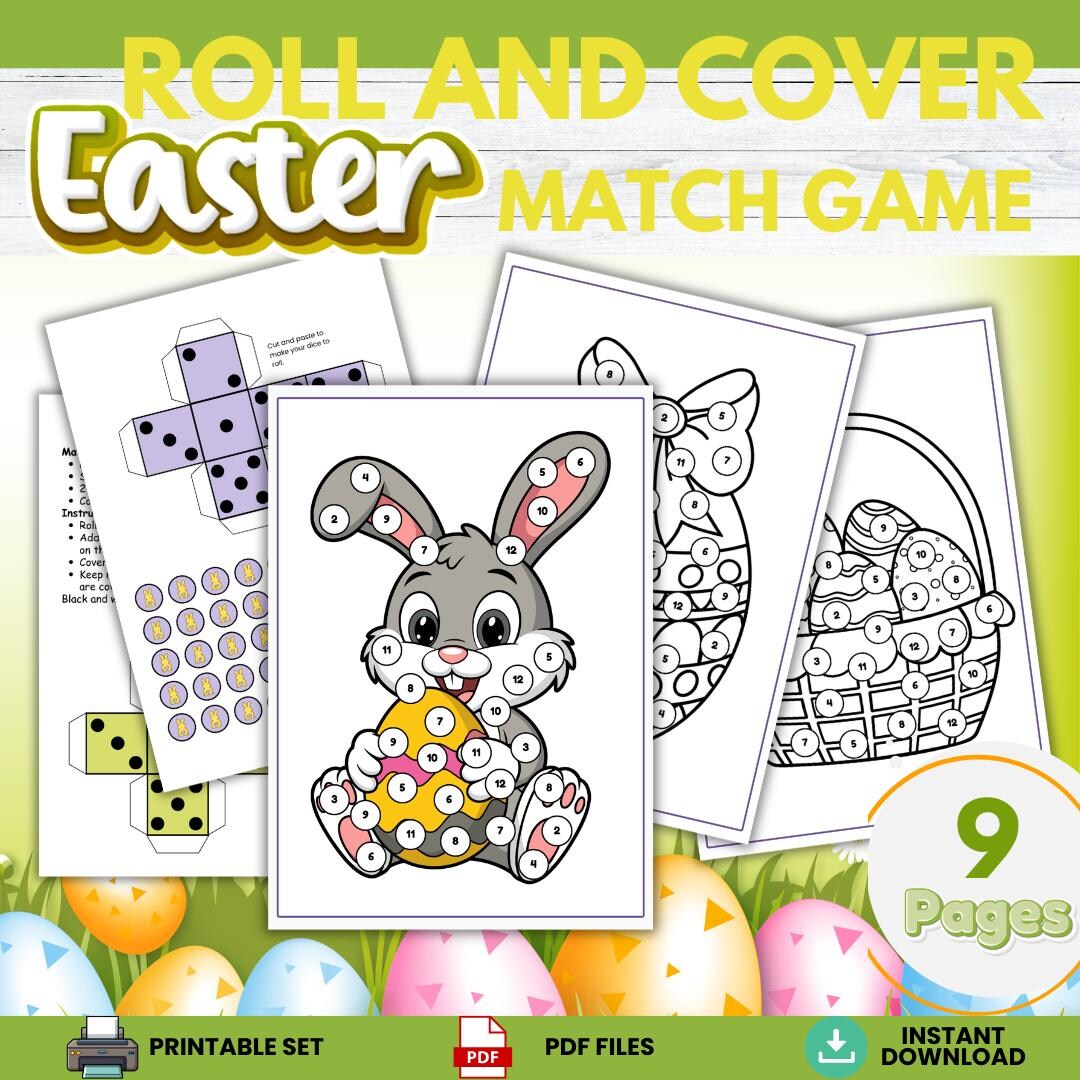 Roll and Cover Easter Math Game | Printable Easter Activity for Kids - Etsy