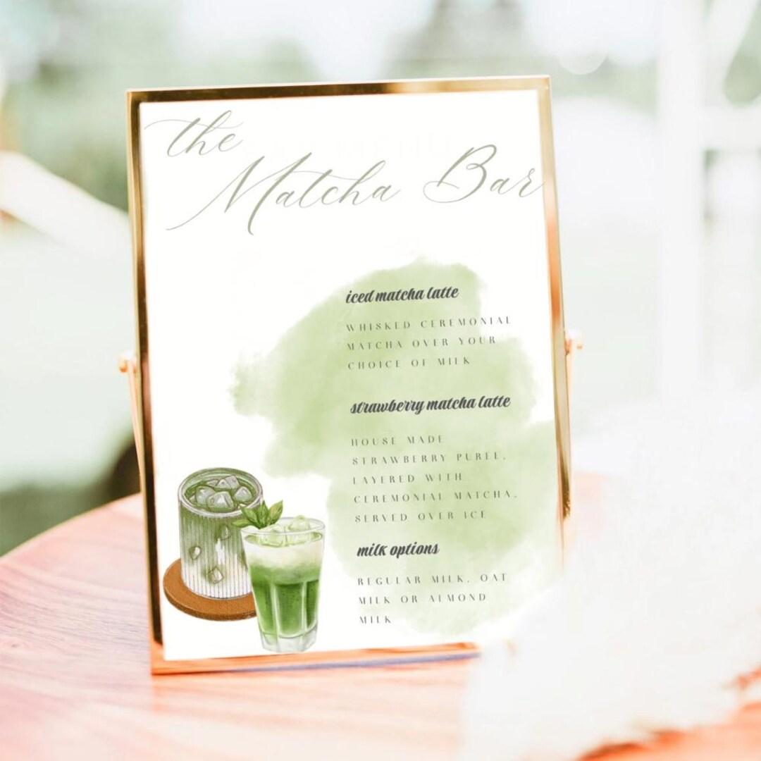 Matcha Bar Wedding Sign: Printable Poster (digital Download A4 Size) - Etsy