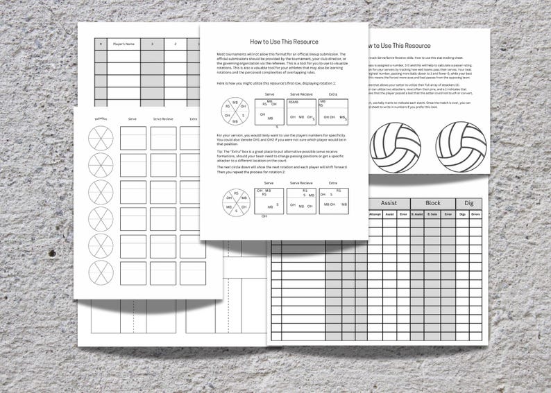 Volleyball Coaching Guide PDF Printable Coaching Resources With Instructions, Blank Court Sheets ...