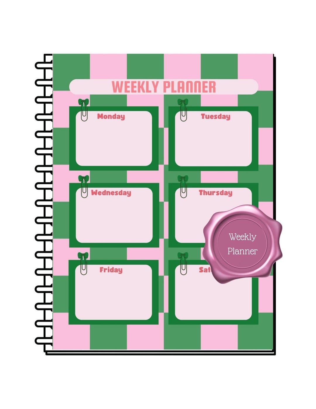 Pink & Green Weekly Planner Printable | Cute Weekly Schedule | A4 US ...