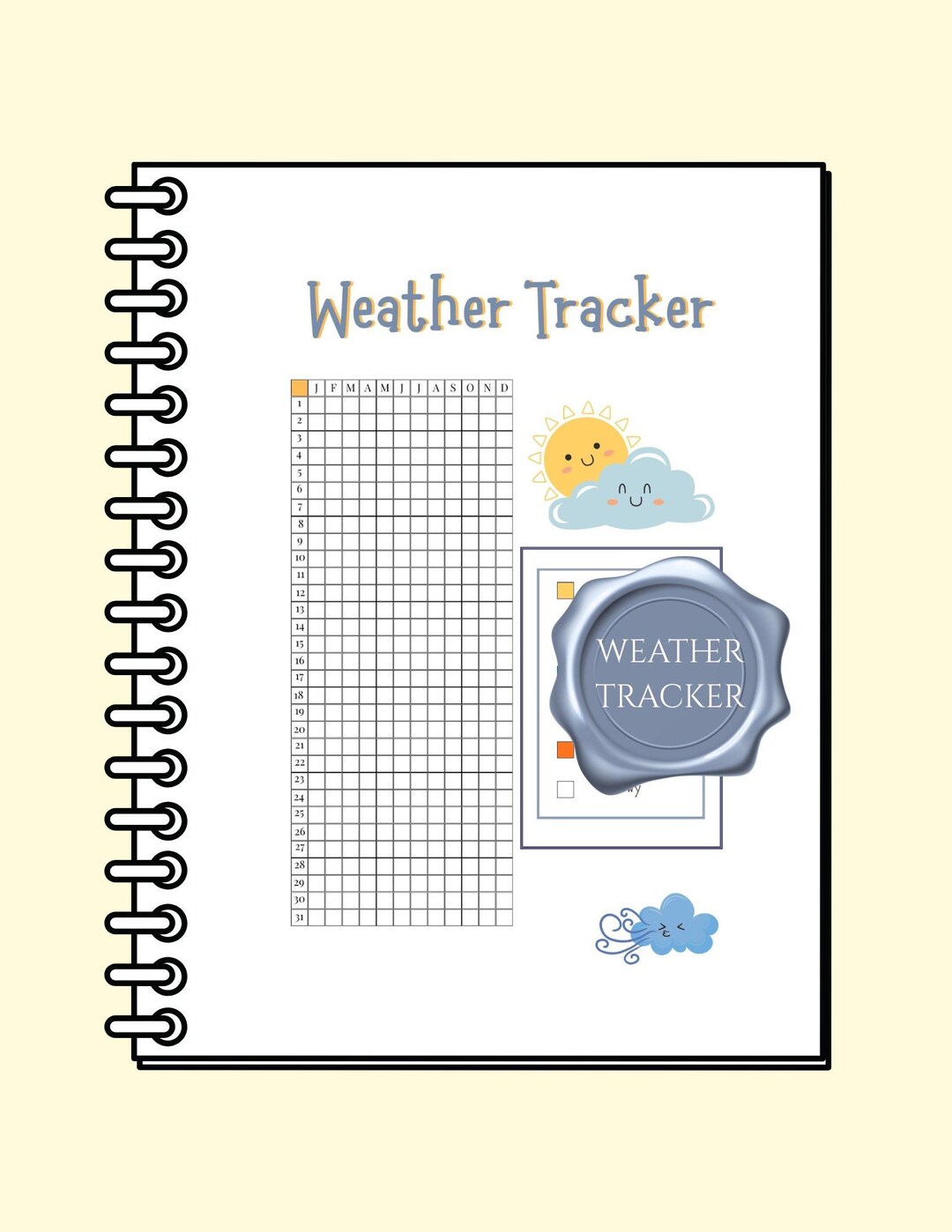 Weather Tracker Printable | Daily Weather Log | Journal & Planner ...