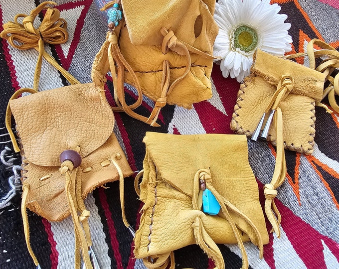 New! Native American Bag, Buckskin Medicine Bag, Navajo Made Bag, Herb ...