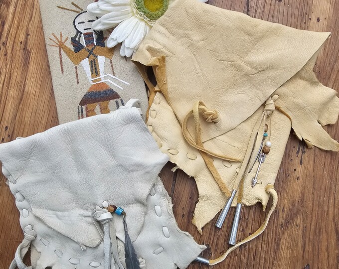 Native American Medicine Bag, Turquoise, Buckskin, Medicine Pouch, Mini ...