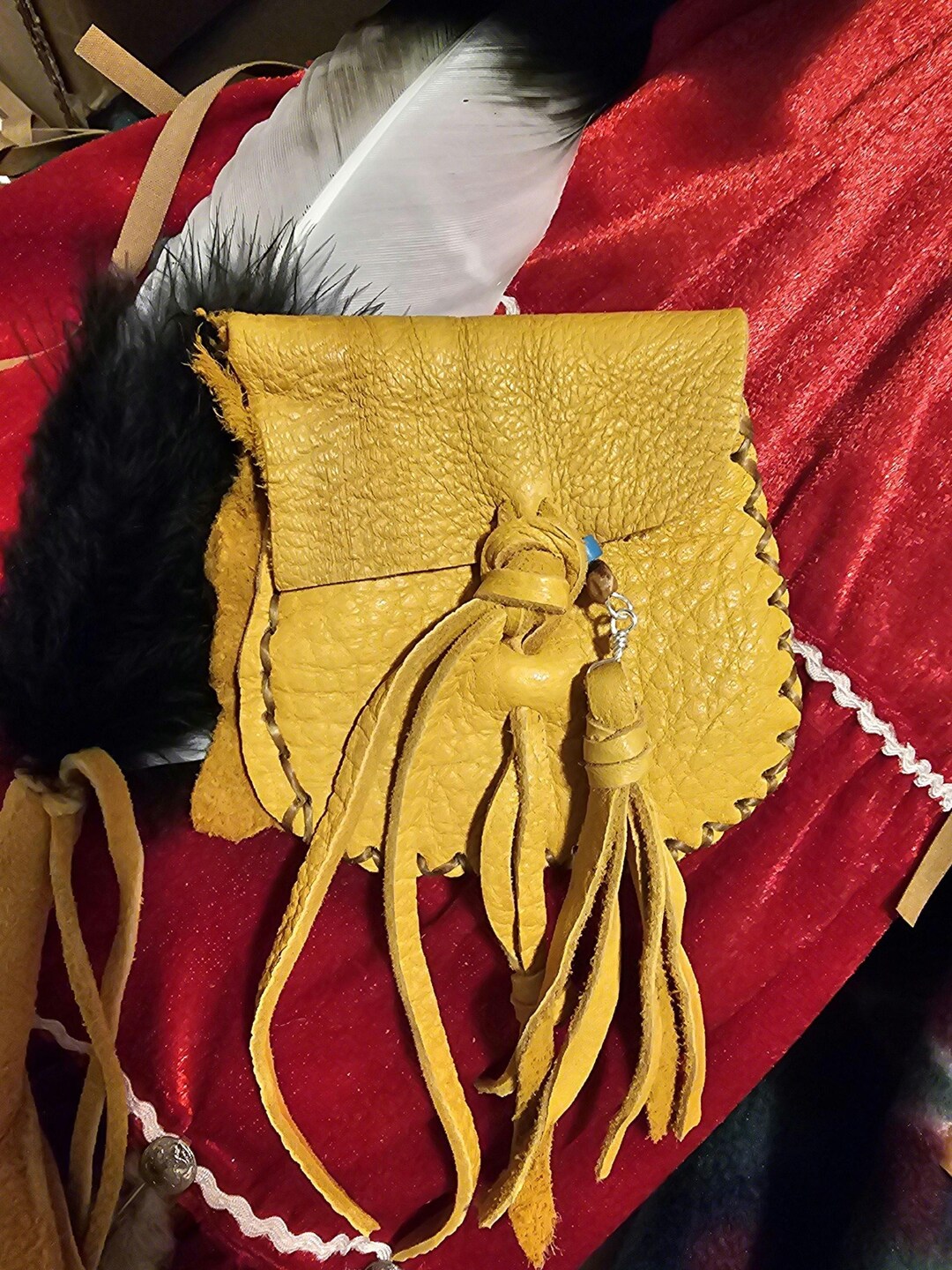 Native American Medicine Bag, Buckskin, Turquoise, Medicine Pouch, Mini ...