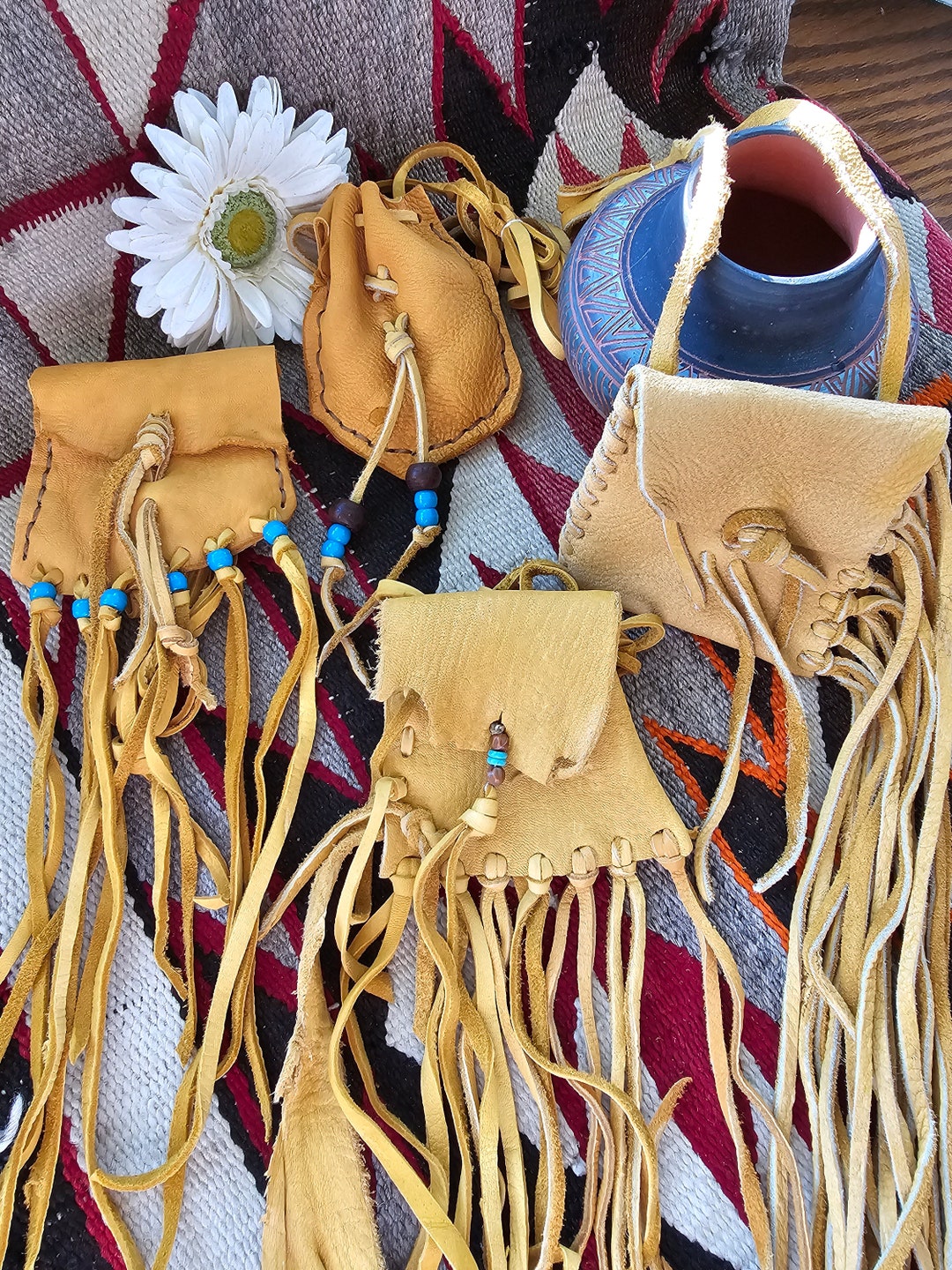 New! Native American Bag, Buckskin Medicine Bag, Navajo Made Bag, Herb ...