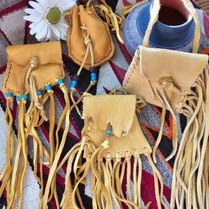 New! Native American Bag, Buckskin Medicine Bag, Navajo Made Bag, Herb ...