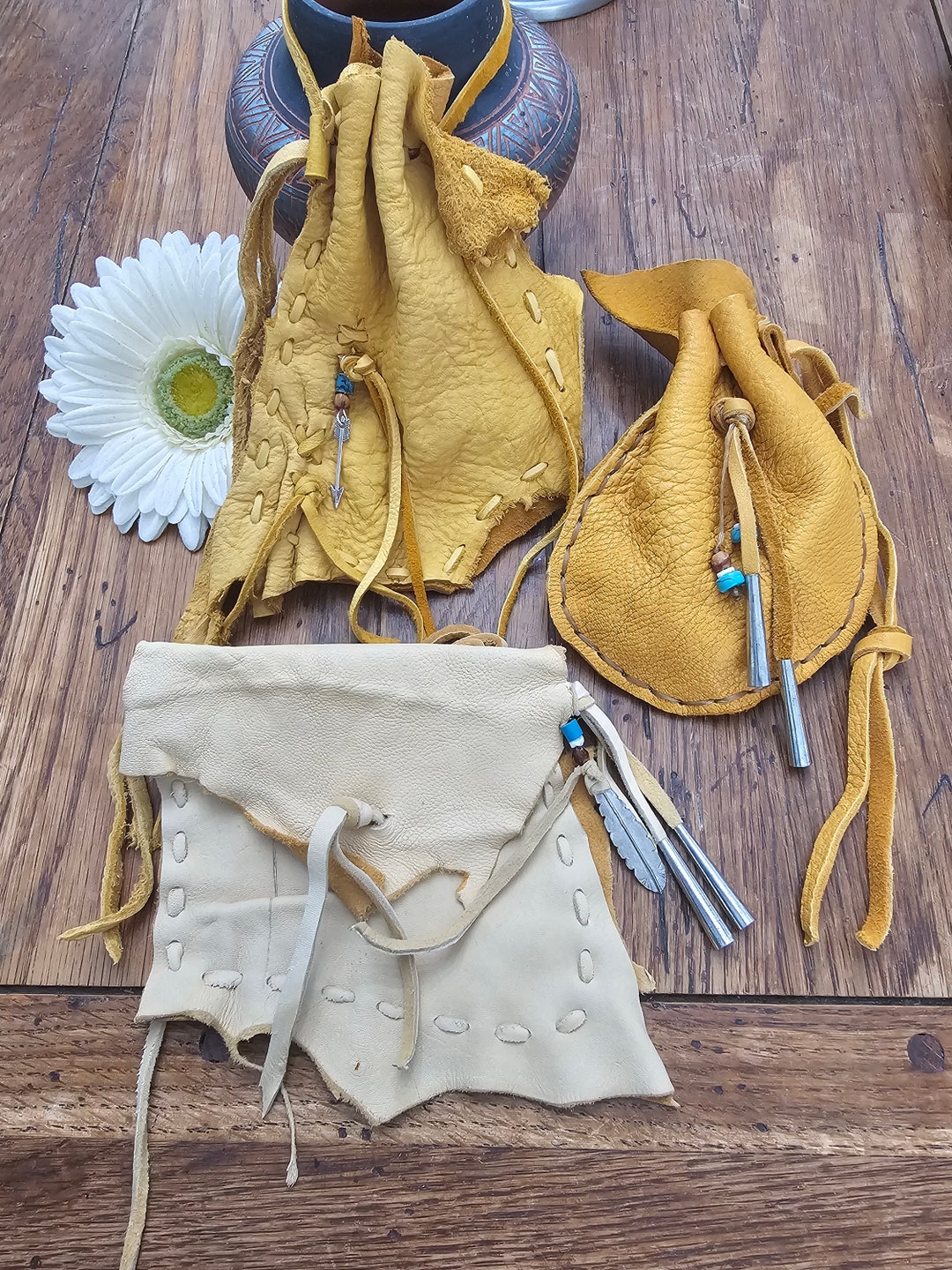 Native American Medicine Bag, Buckskin, Elkskin, Medicine Pouch, Navajo ...