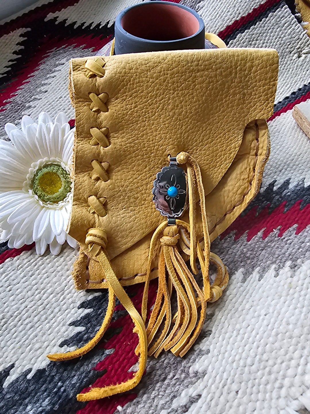 Native American Bag, Concho Belt Bag, Leather Medicine Bag, Medicine ...