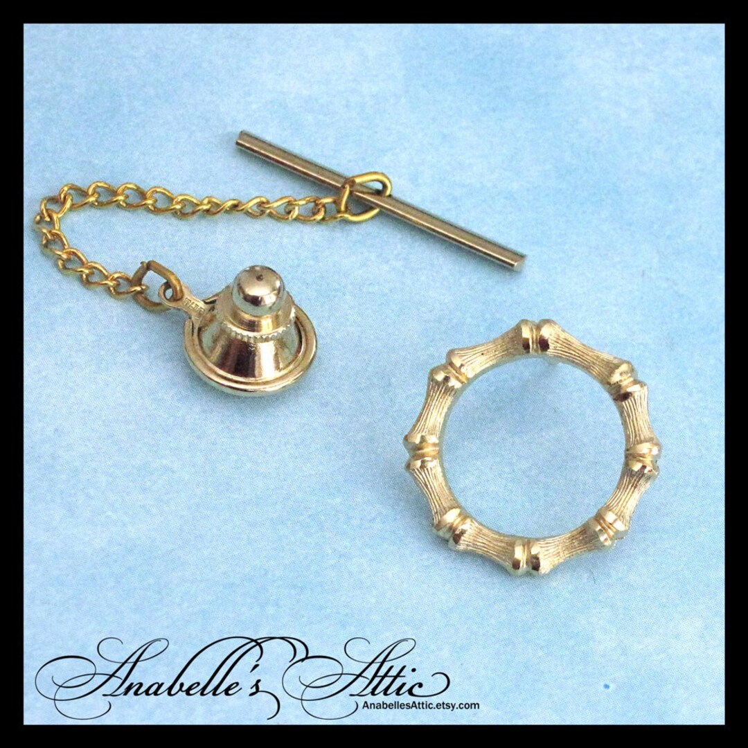 Vintage Swank Tie Tack: Mid-century Circle Ring With Chain Bar - Etsy