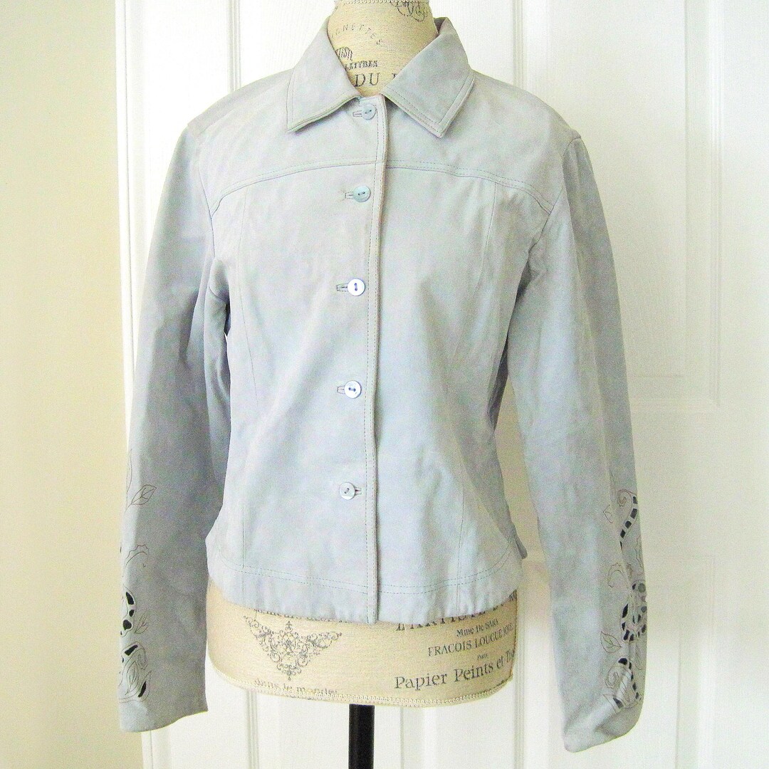 Suede Jacket, Coldwater Creek Light Blue; Cutouts on Sleeves & Back ...