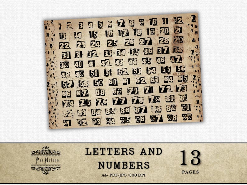 Printable Letters and Numbers | Vintage Alphabet Ephemera | Number ...