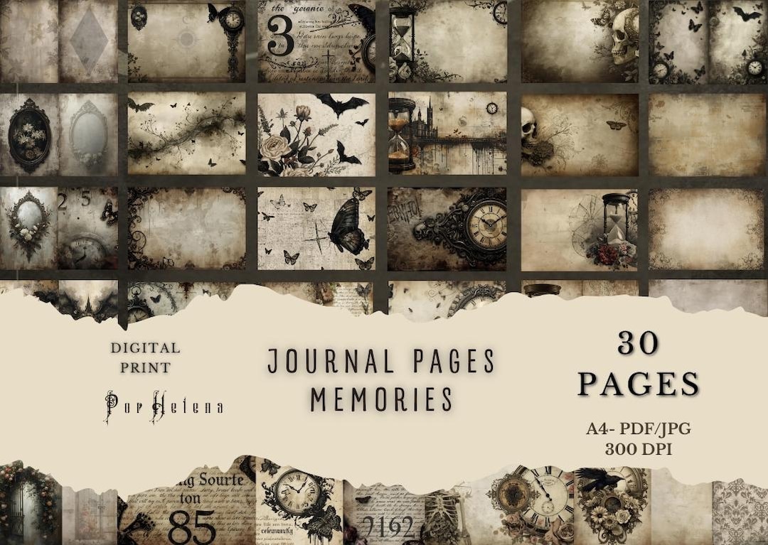 Dark Vintage Journal Pages | Gothic Junk Journal Kit | Printable ...