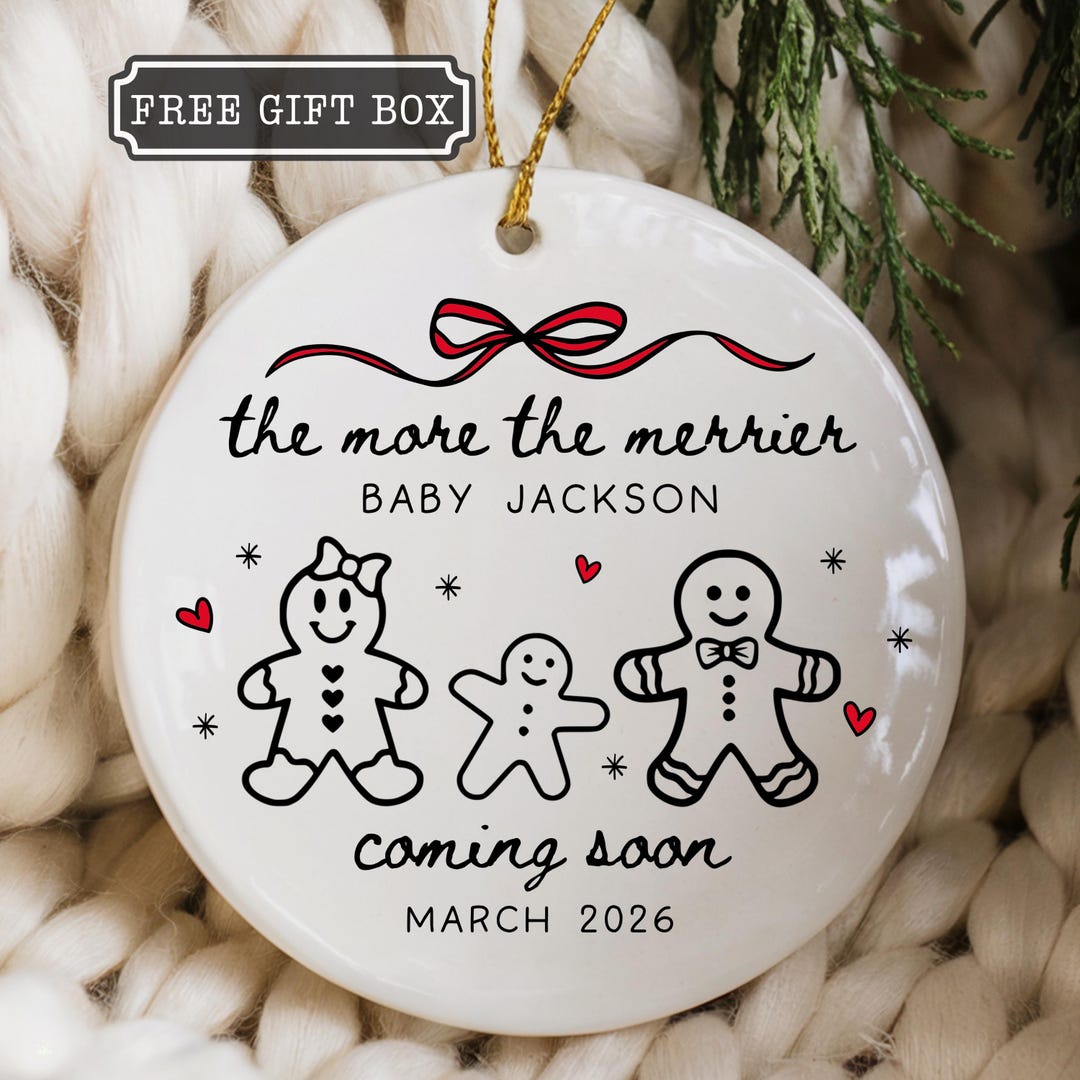 Pregnancy Reveal Ornament Gingerbread Family Ornament Baby Coming Soon ...
