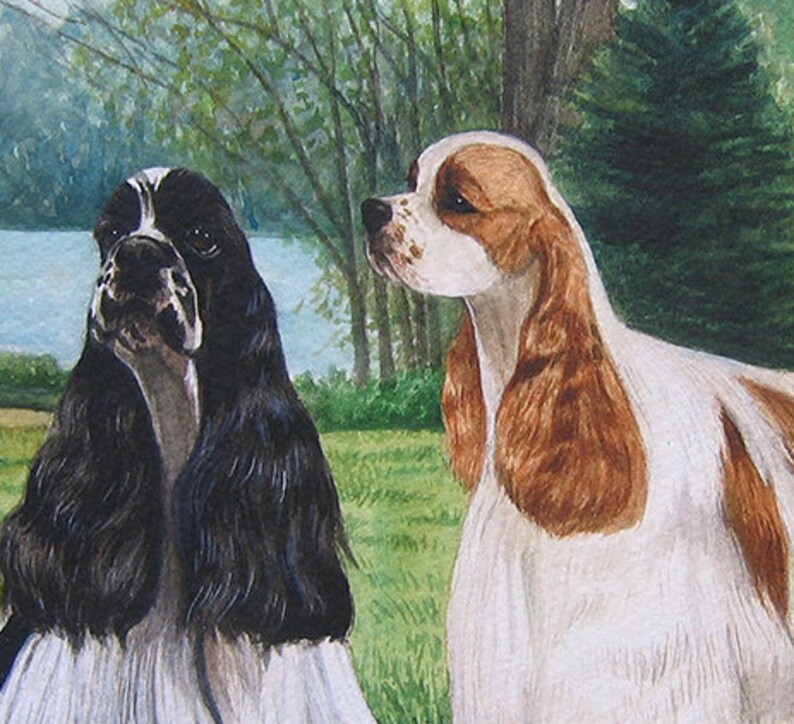 Spring Celebration Cocker Spaniel giclee print by Cindy | Etsy