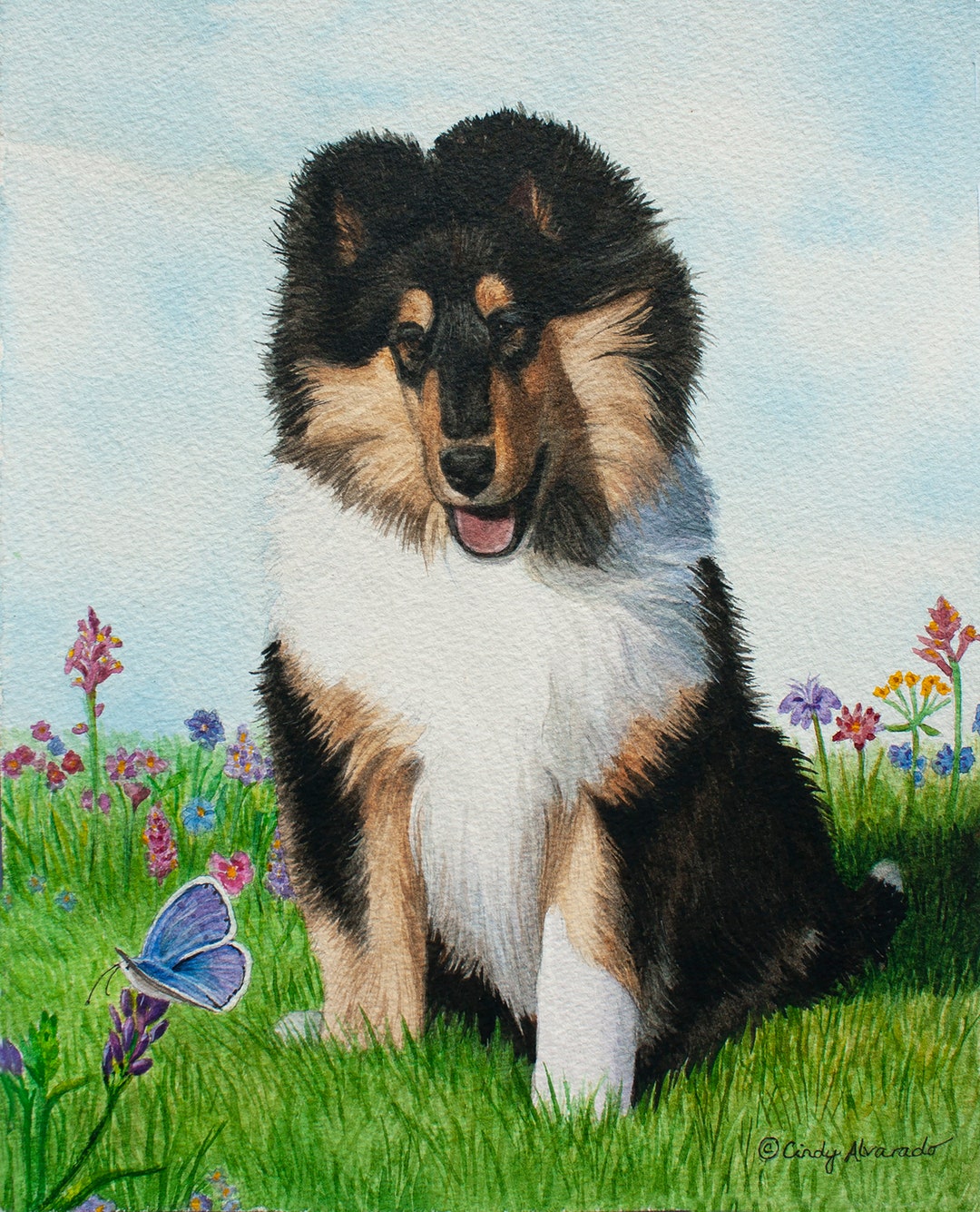 New! Collie Puppy Limited Edition Print, "all Abloom" - Etsy