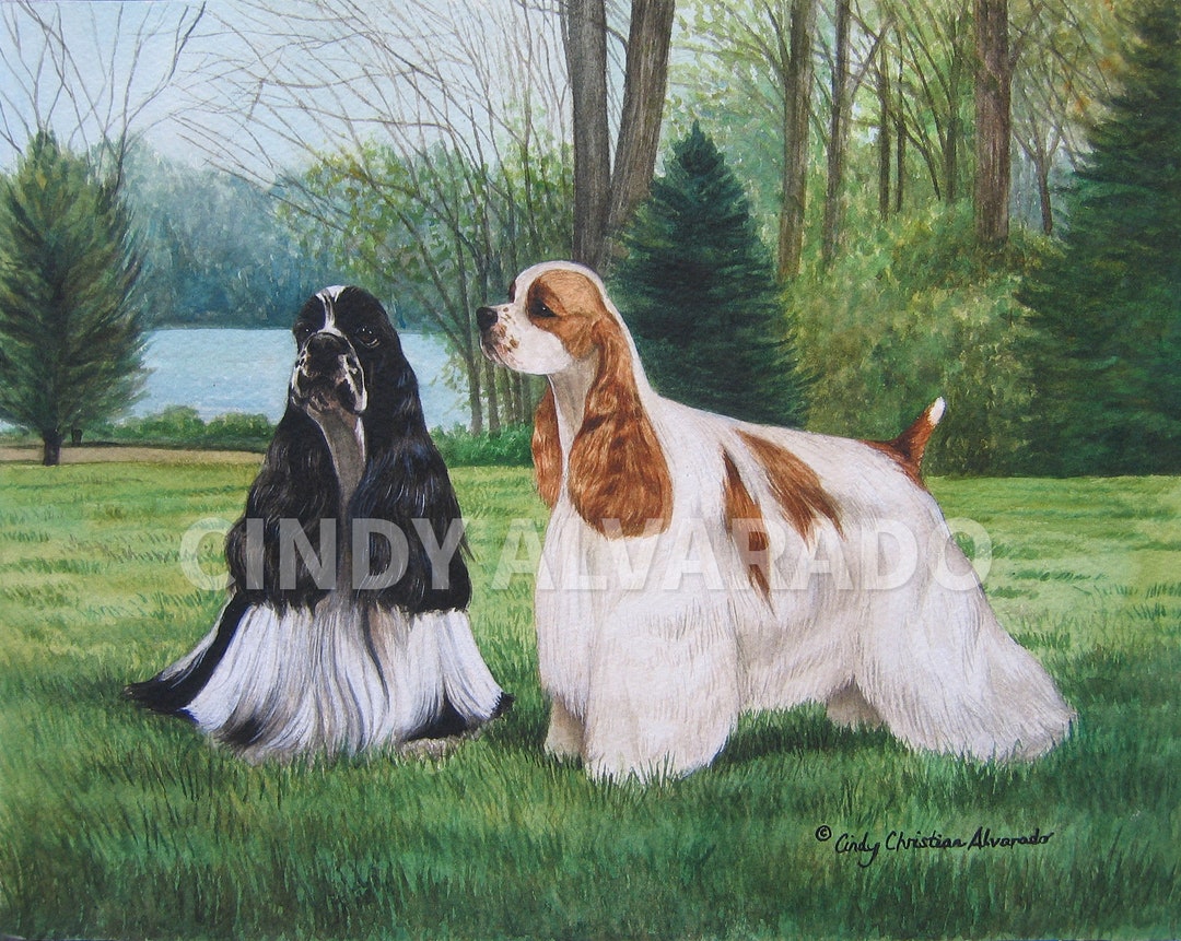 Spring Celebration, Cocker Spaniel Giclee Print by Cindy Alvarado - Etsy