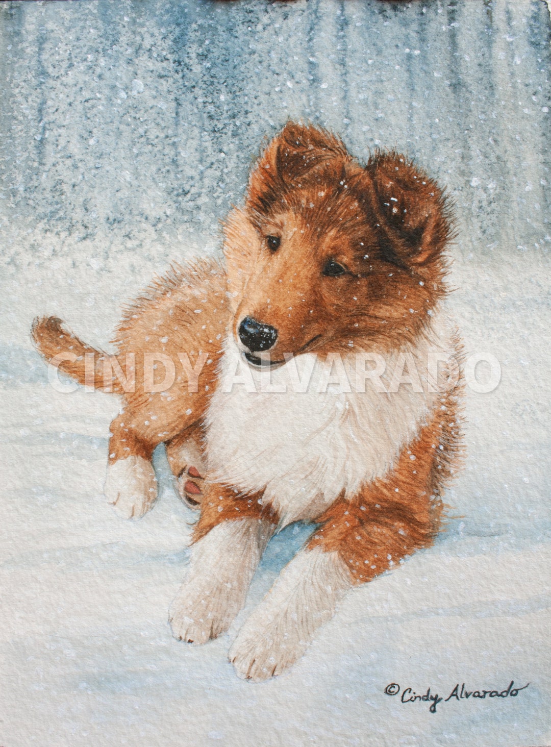 Collie Puppy Print "winter's Magic", Limited Edition Giclee Print - Etsy