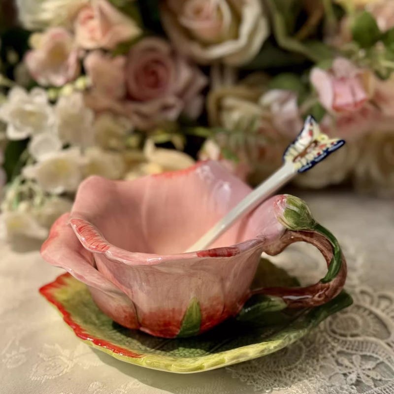 Pink Flower Tea Cup - Etsy
