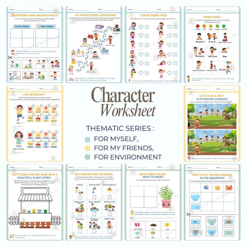 Character Trait Worksheets: Preschools and Prek | Social Emotional ...