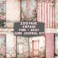 Pink Roses Junk Journal Papers - Vintage Floral Printable Ephemera for ...
