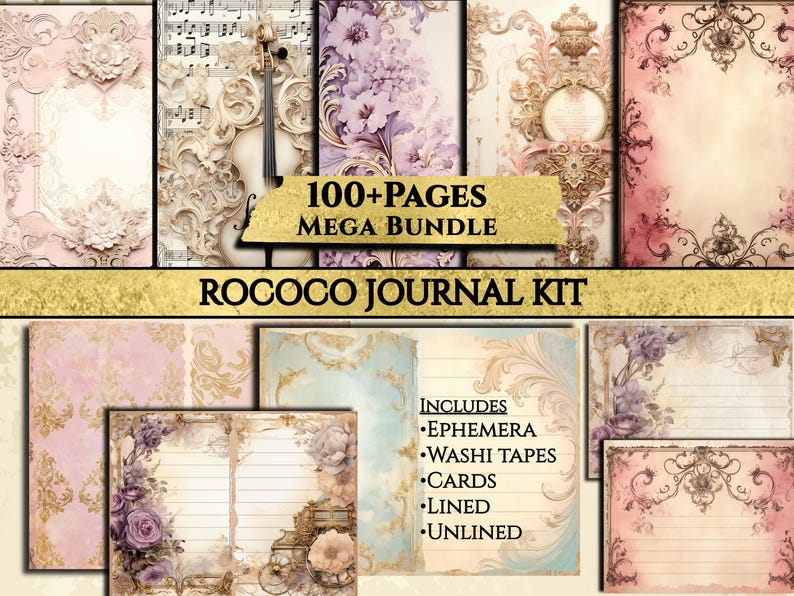 Rococo Junk Journal Kit 100+ Printable Pages, Baroque Ephemera, Vintage ...