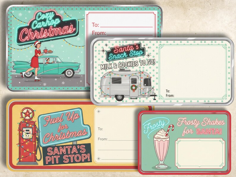 300+ Retro Christmas Gift Tags Printable | Vintage Holiday Labels Pdf ...