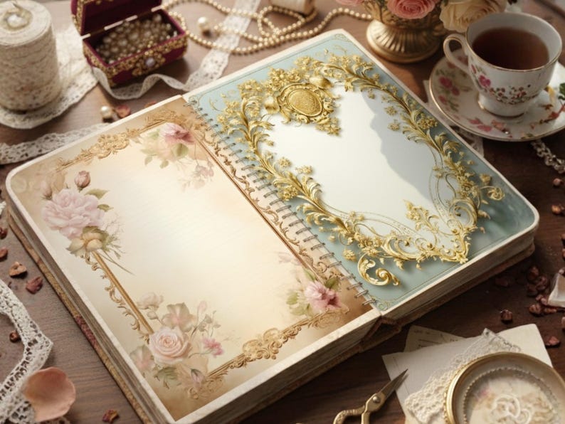 Rococo Junk Journal Kit 100+ Printable Pages, Baroque Ephemera, Vintage ...